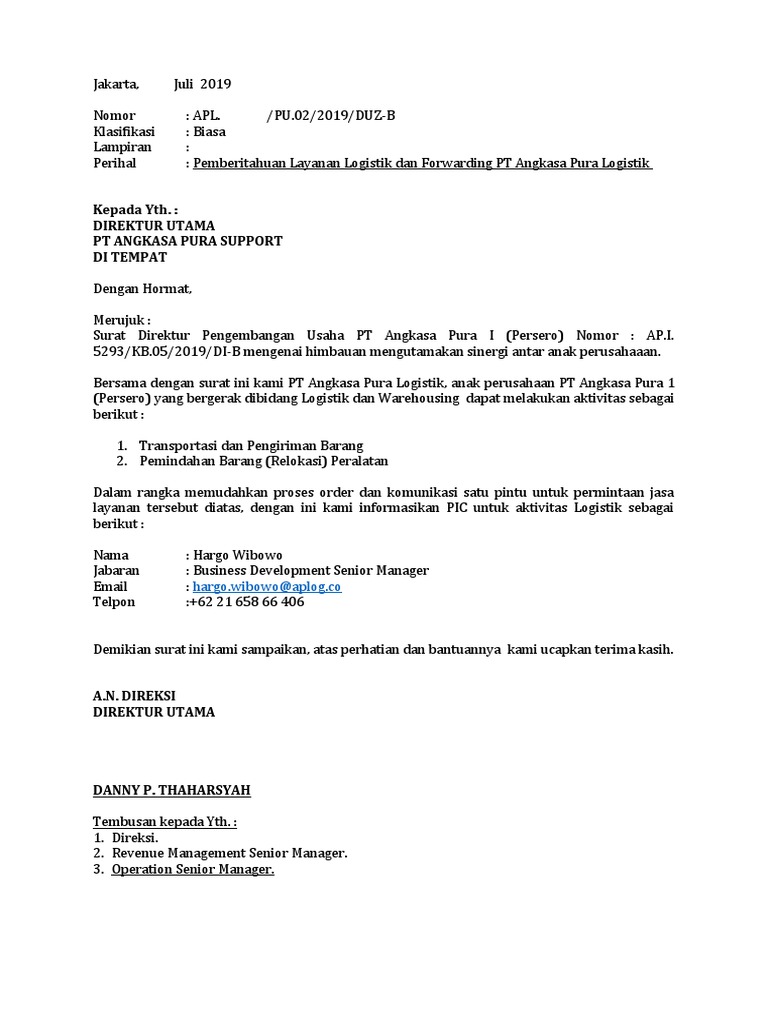 Draft Surat DU Ke Anak Perusahaan - APS | PDF | Bisnis | Ilmu Sosial