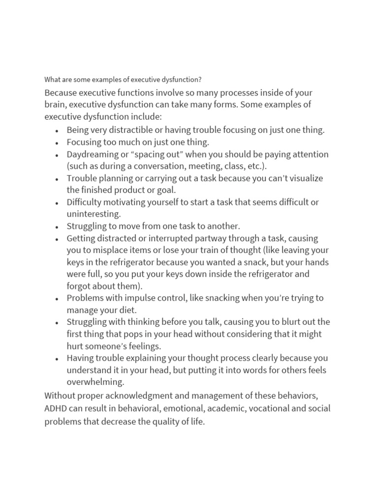 Executive Dysfunction | PDF | Self-Improvement