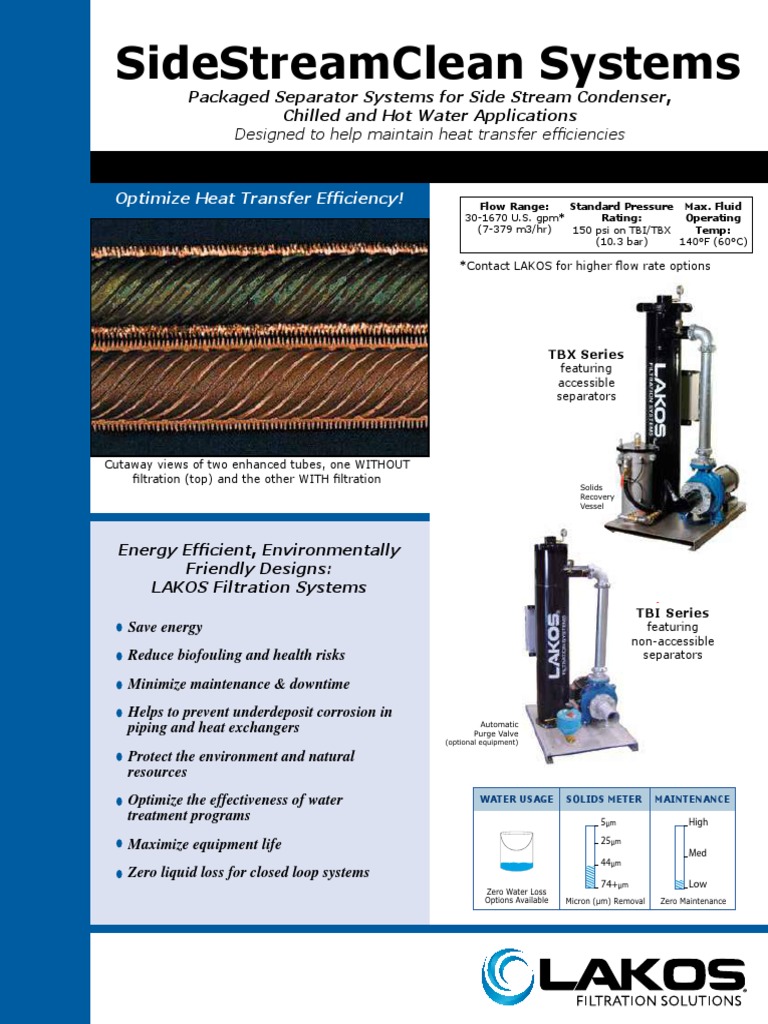 Side Stream Filtration LAKOS | Download Free PDF | Heat Exchanger ...