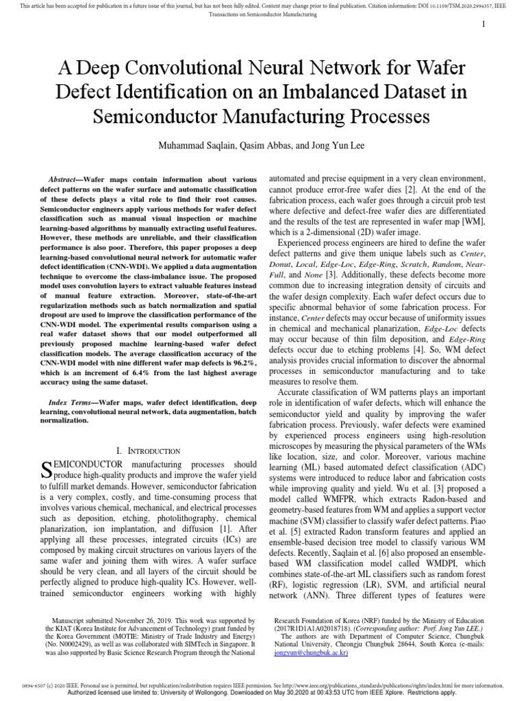 A Deep Convolutional Neural Network For Wafer | PDF | Deep Learning ...