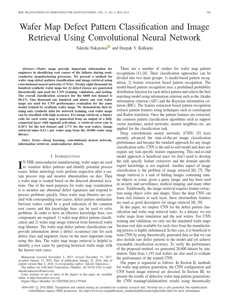 Wafer Map Defect Pattern Classification and Image Retrieval Using ... Wafer Map Defect Pattern Classification and Image Retrieval Using ...
