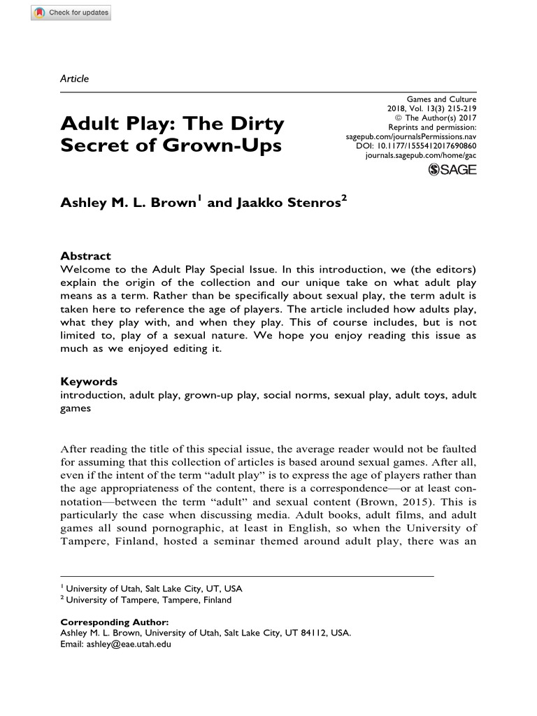 Adult Play: The Dirty Secret of Grown-Ups | PDF | Toys | Flow (Psychology)