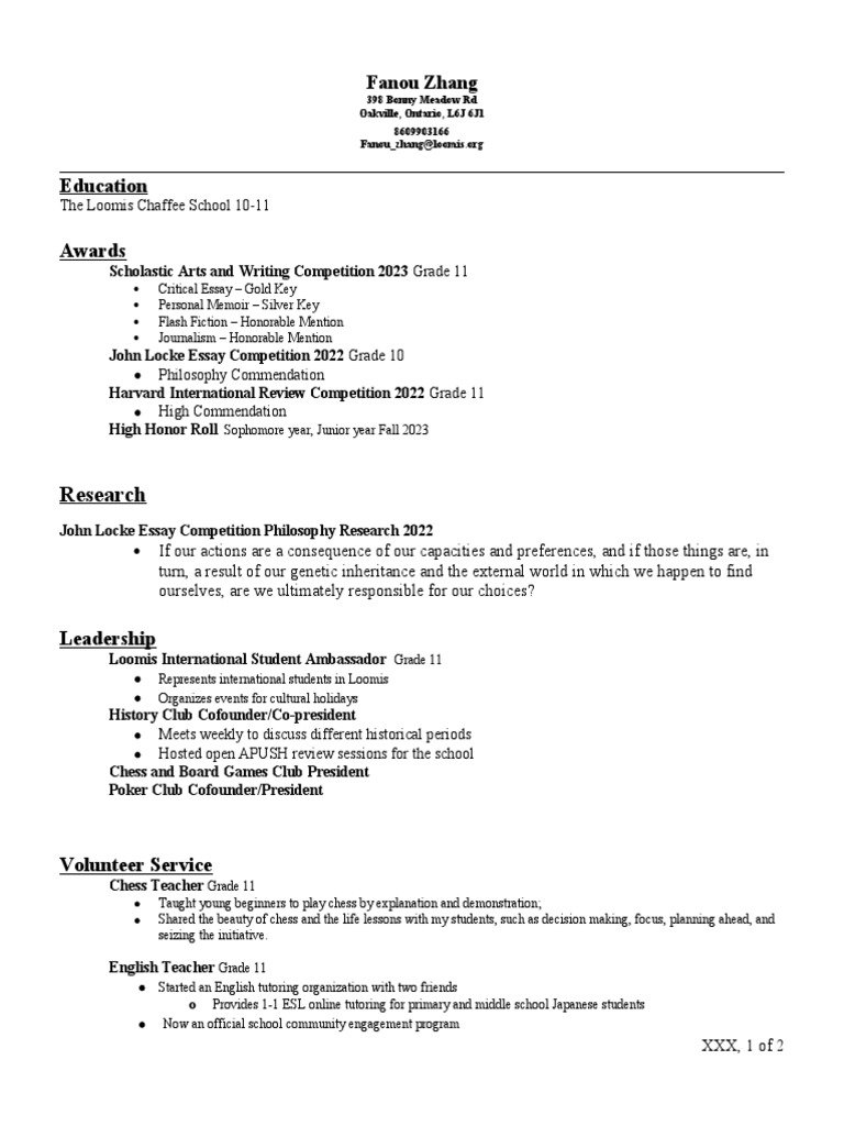 Fanou Zhang Resume Edited 0312 1 1 | PDF