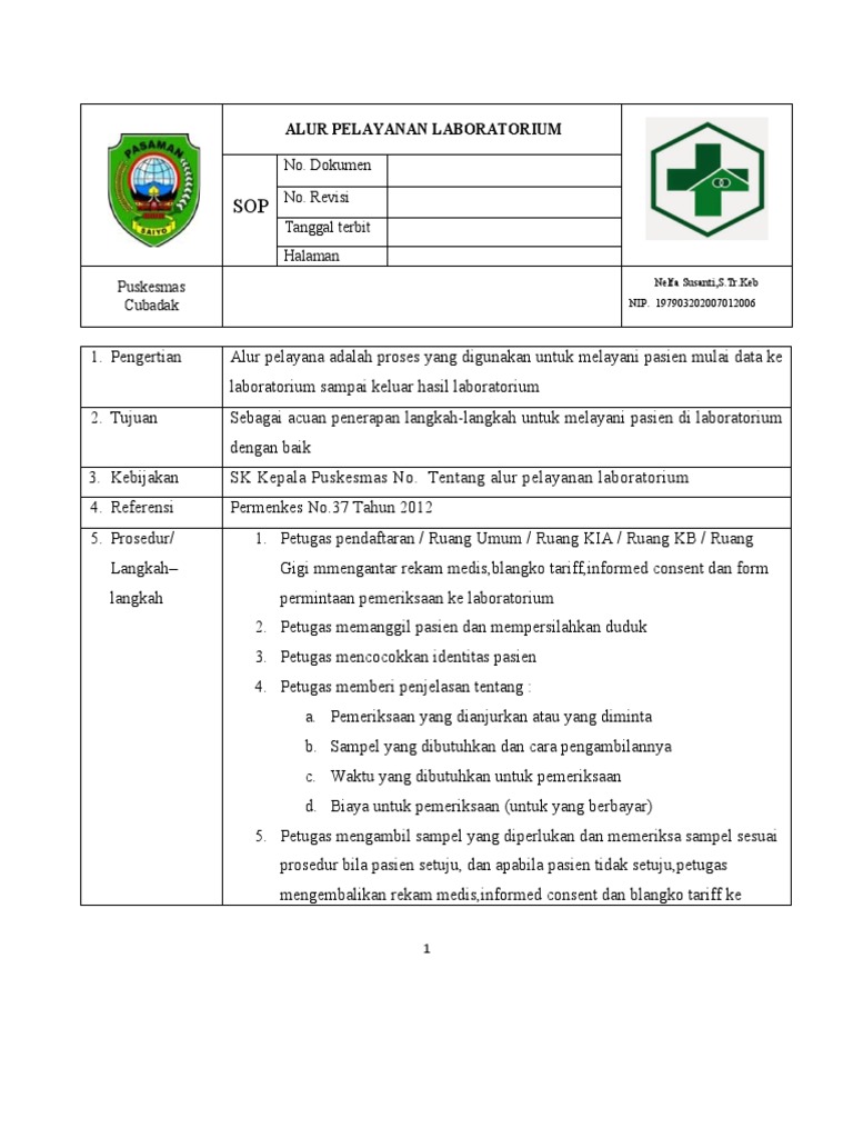 Alur Pelayanan Laboratorium Puskesmas | PDF
