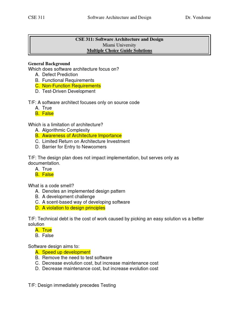 CSE 311 Software Architecture Guide | PDF | Object (Computer Science) | Abstraction (Computer ...