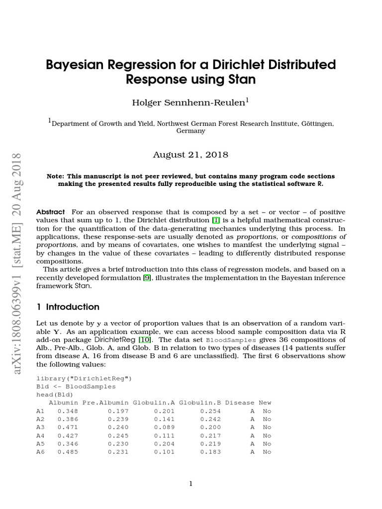 Bayesian Regression for a Dirichlet Distributed Response using Stan | PDF | Bayesian Inference ...