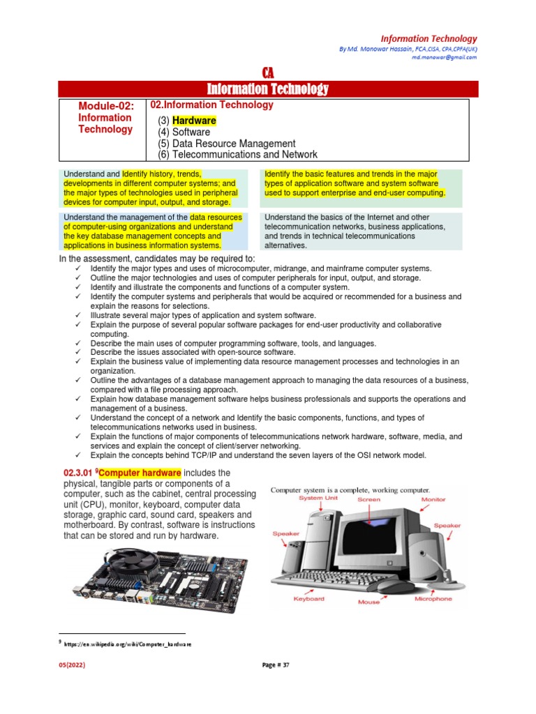 Ca Cl It Module 02 3 Hardware Pdf Pdf Computer Data