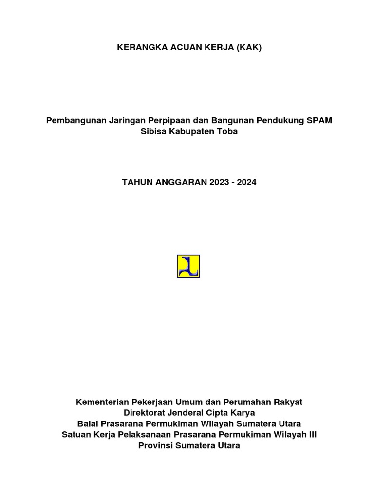 KAK Fisik Jaringan Perpipaan Dan Bangunan Pendukung SPAM IKK Sibisa Kabupaten Toba | PDF