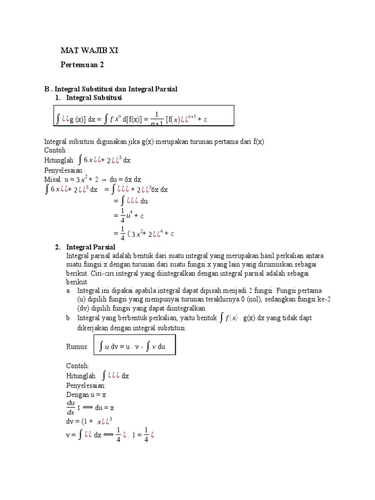 Integral Substitusi dan Parsial XI | PDF | Komputer