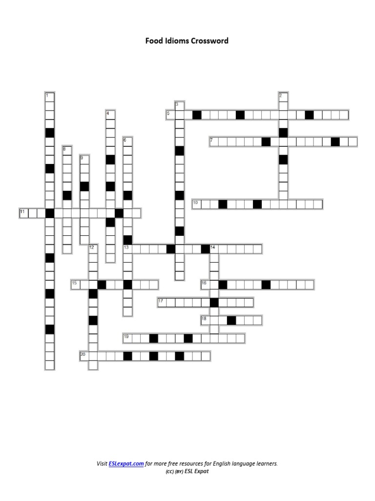 Food Idioms Crossword PDF | PDF