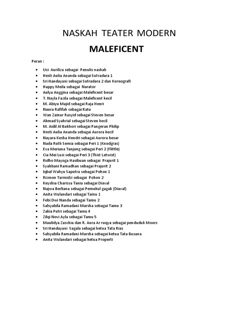 Naskah Teater Modern: Maleficent | PDF