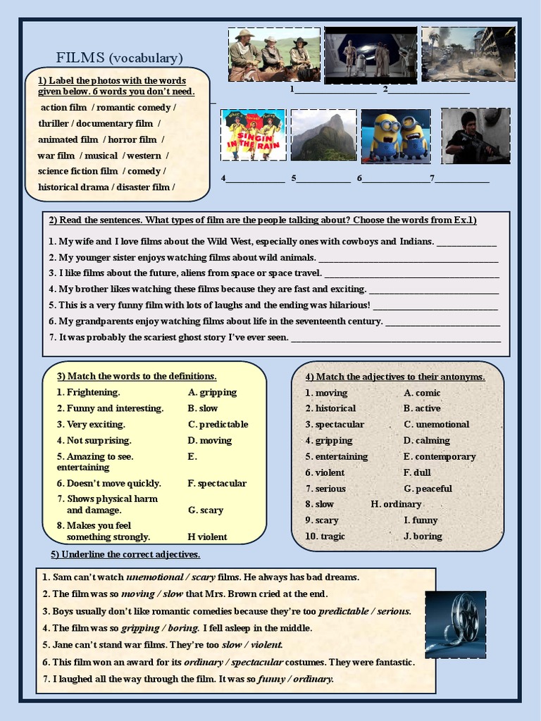 Film Vocabulary A2 | PDF