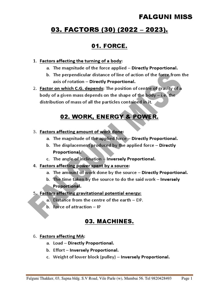 Key Factors in Physics Concepts | PDF | Refractive Index | Electrical ...