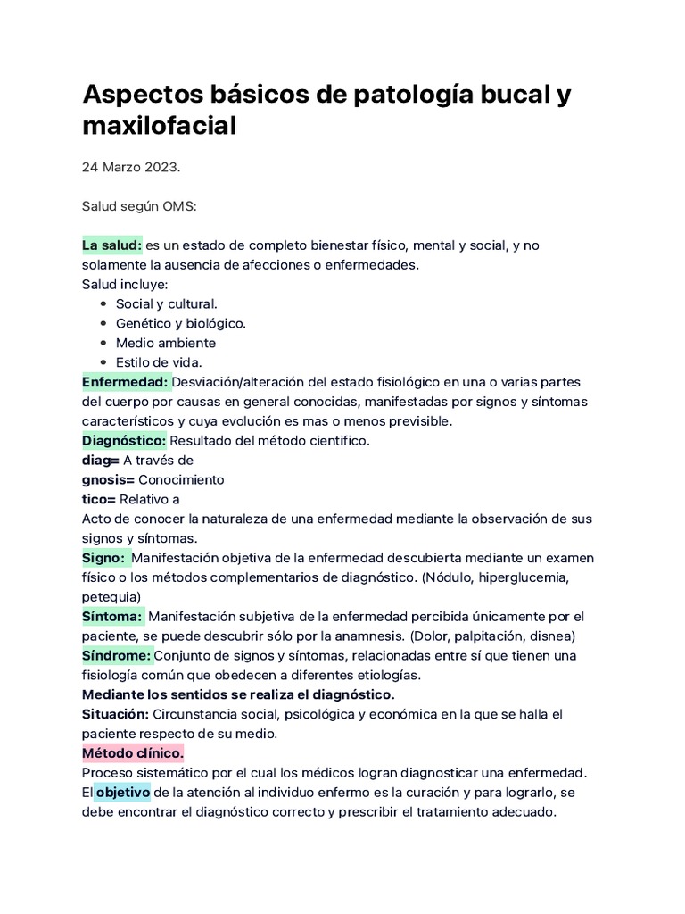 Aspectos Básicos de Patología Bucal y Maxilofacial. | PDF | Diagnostico medico | Medicina