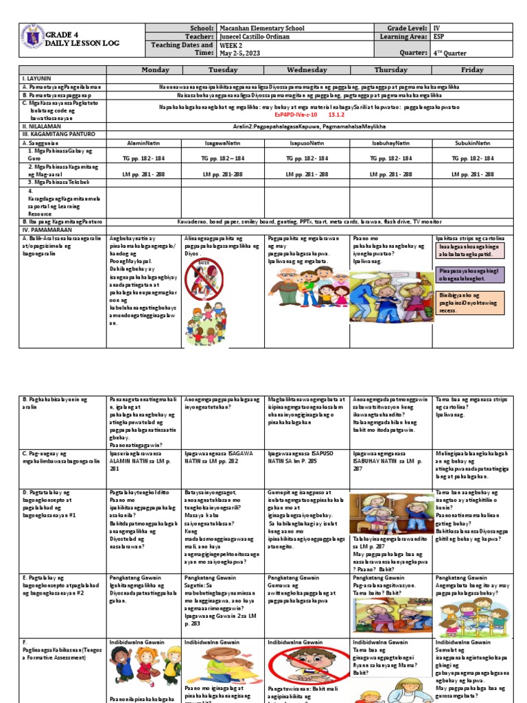 Grade 4 DLL ESP 4 Q4 Week 2 | PDF