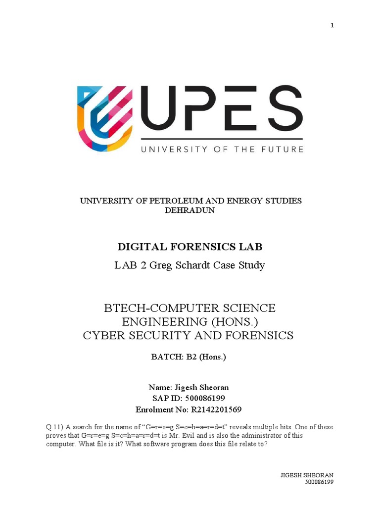 Lab2 - 500086199 - JigeshSheoran - Digital Forensics | PDF | Computers