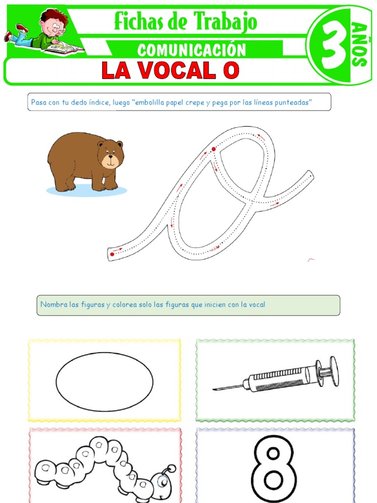 Fichas de la Vocal O para Niños de 3 Años | PDF