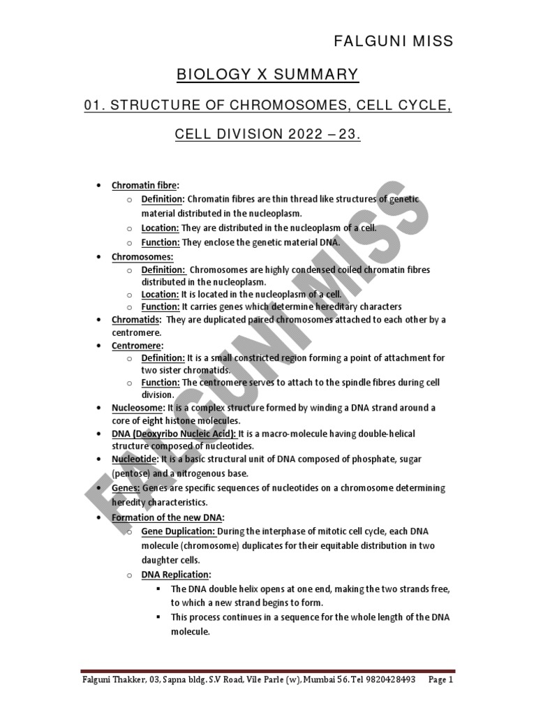BIO X ICSE Cell Division | PDF | Mitosis | Meiosis