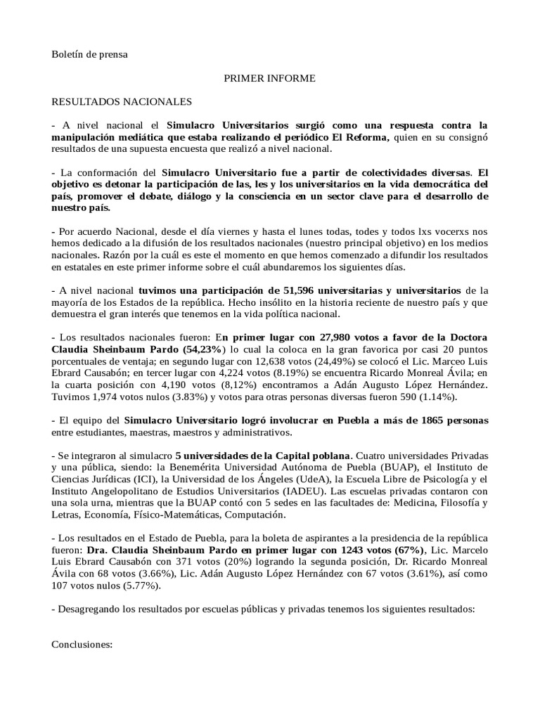 Boletin Simulacro Universitario Marzo 2023 | PDF