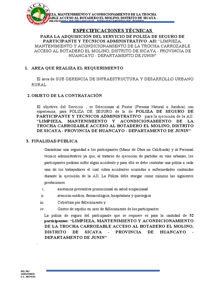 Póliza de Seguro para Limpieza en Sicaya | PDF | Negocios | Finanzas y dinero