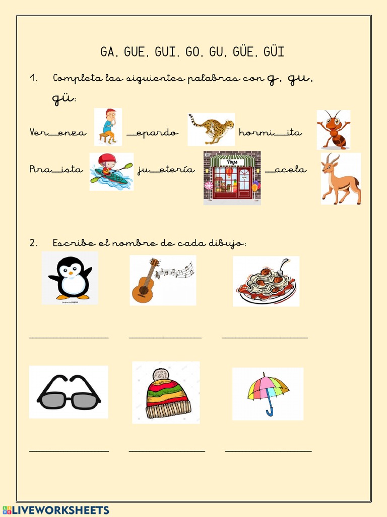 Actividad Gue Gui Ga Go PDF | PDF | Artes del Lenguaje y Comunicación