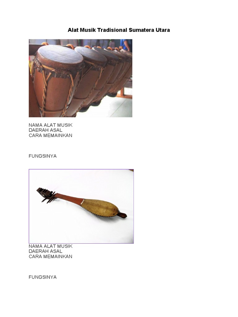 Alat Musik Tradisional Sumatera Utara | PDF