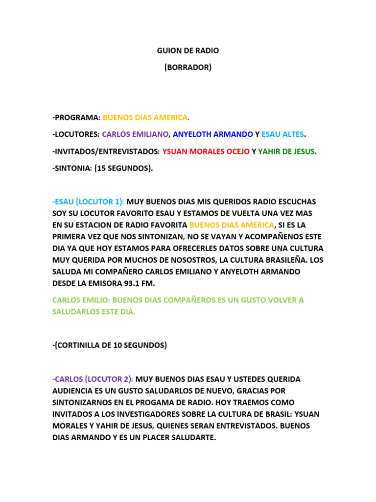 Guion de Radio | PDF | Cocina | Comida y bebida