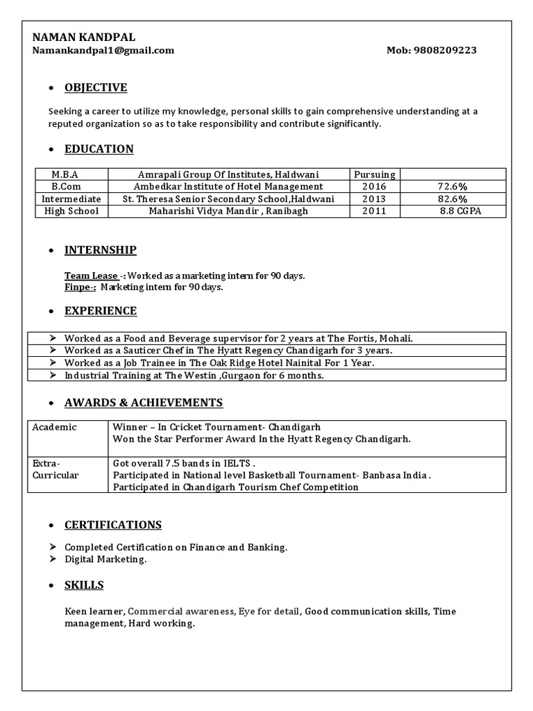 College CV Naman | PDF
