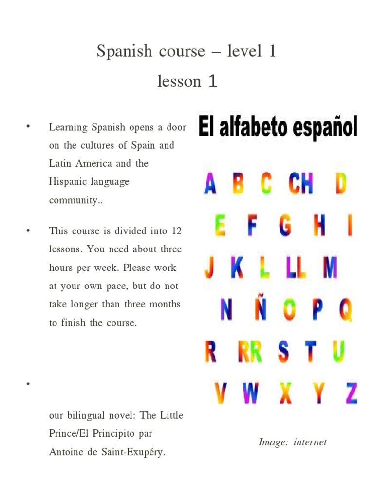 Spanish Course - Level 1 Lesson 1: Image: Internet | PDF | Stress ...