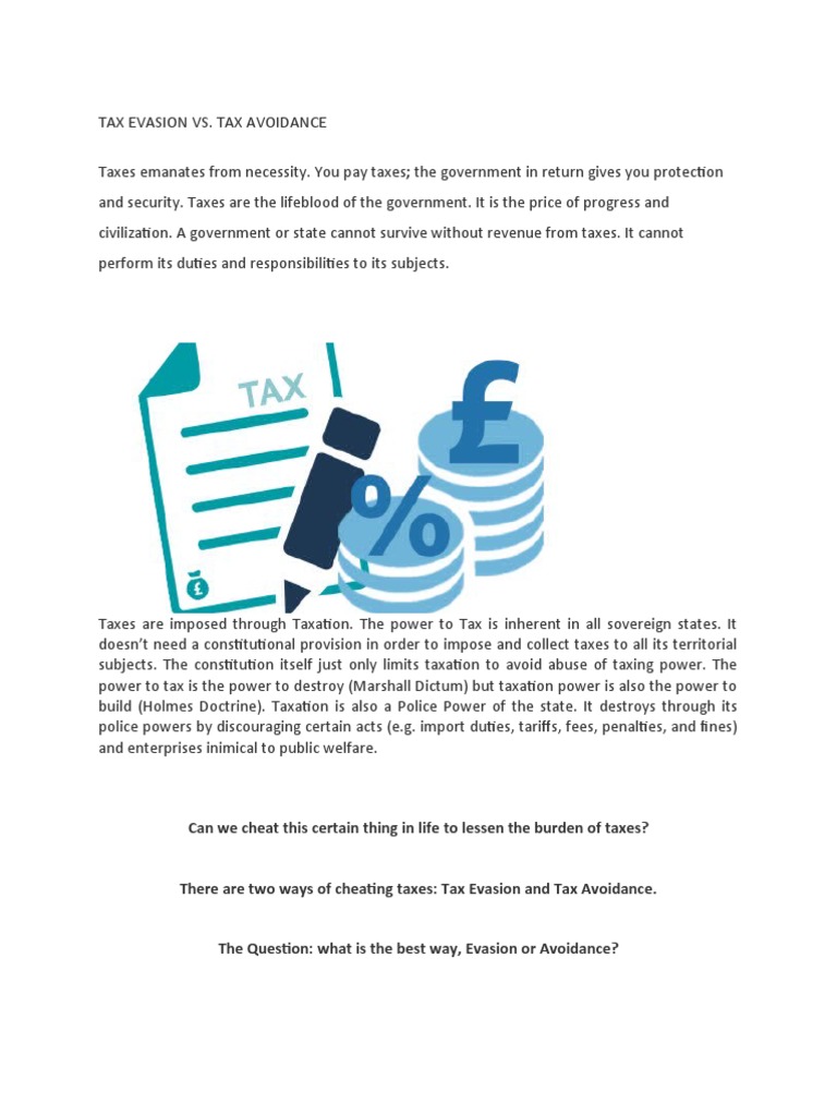 Tax Evasion VS Tax Avoidance | PDF | Taxes | Tax Evasion