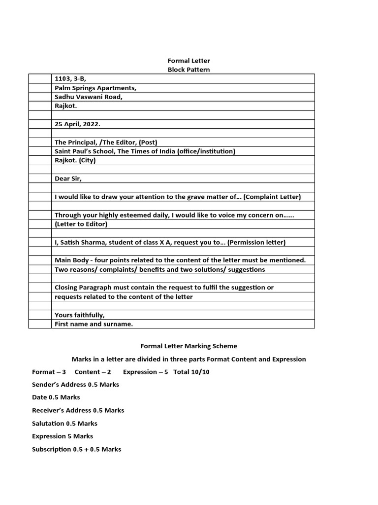 Formal Letter Writing Guidelines | PDF | Madam