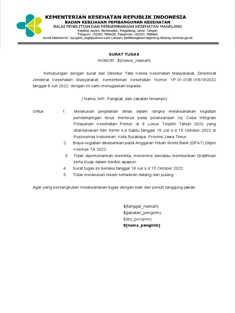 Contoh Format Surat Tugas | PDF