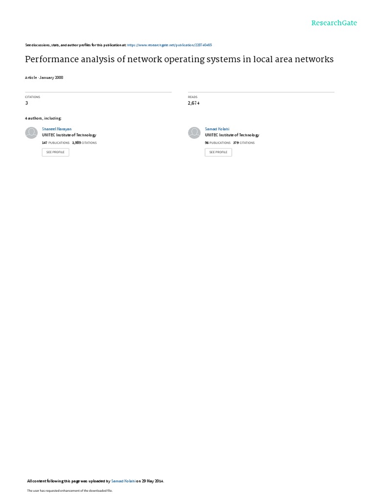 Performance Analysis of Network Operating Systems | PDF