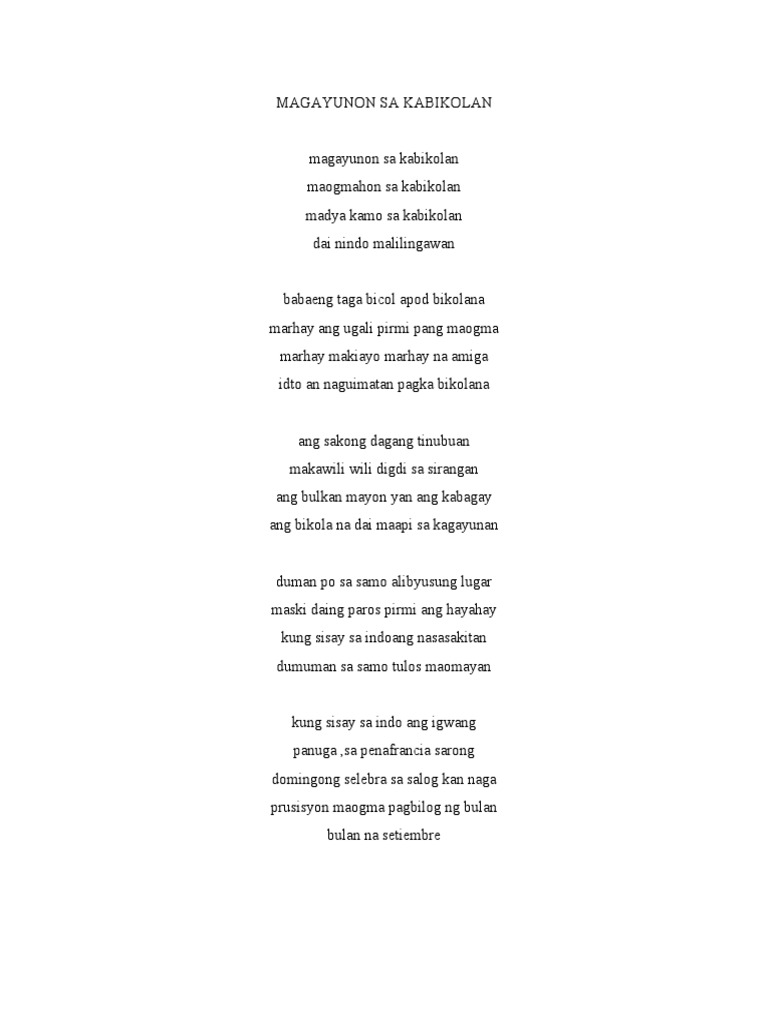Magayunon Sa Kabikolan | PDF