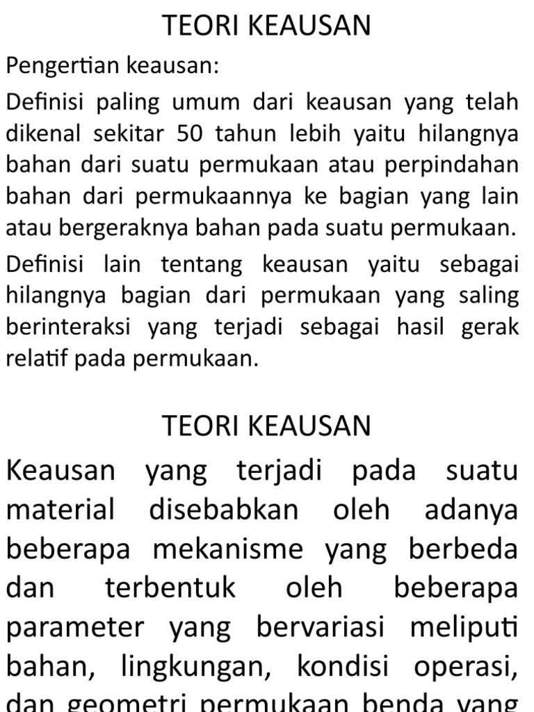 Teori Keausan | PDF | Sains & Matematika