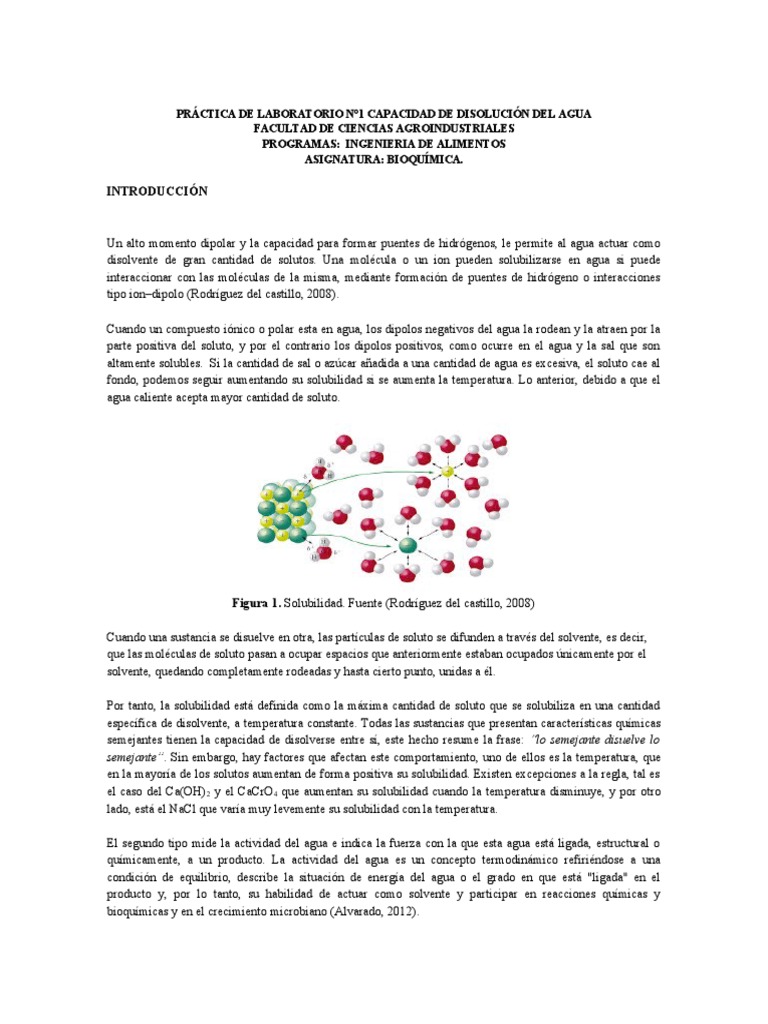 1.disolución Del Agua | PDF | Solubilidad | Solvente