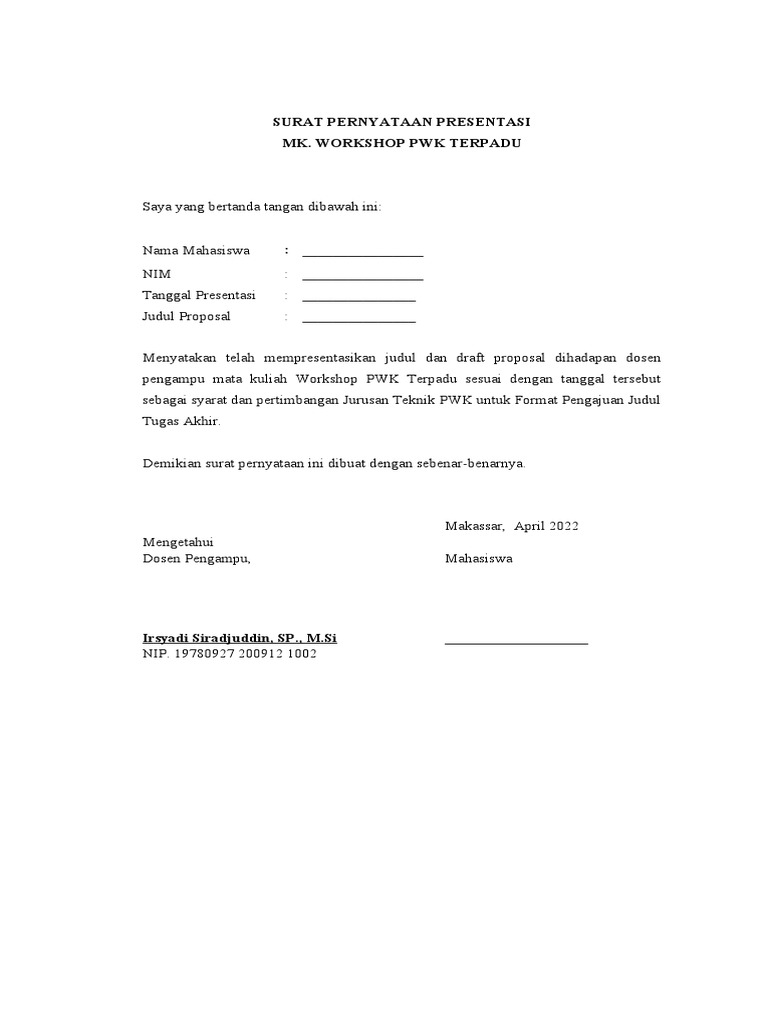 Format Pengajuan Judul Tugas Akhir - Template | PDF | Seni | Komputer