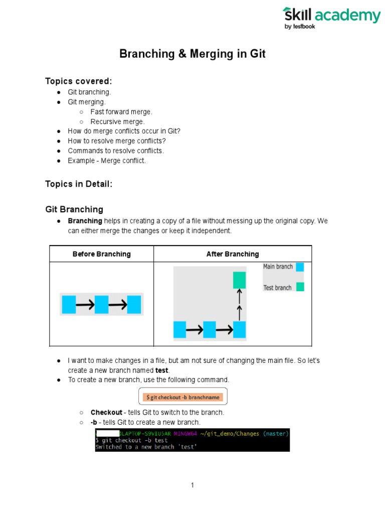 Operations With Git Branch - Notes PDF | PDF