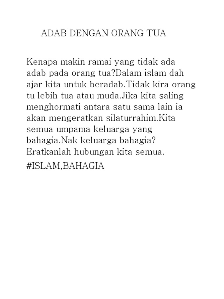 Adab Dengan Orang Tua | PDF Adab Dengan Orang Tua | PDF
