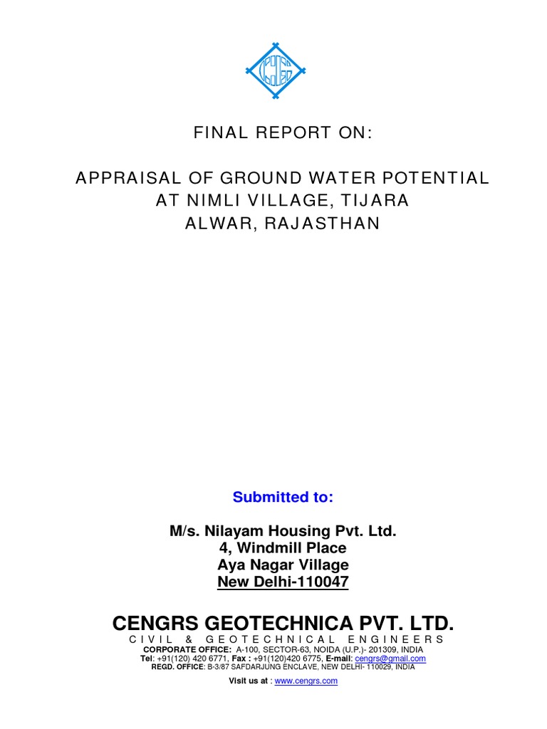 Annexure A Nimli Hydrological Survey | PDF | Aquifer | Groundwater