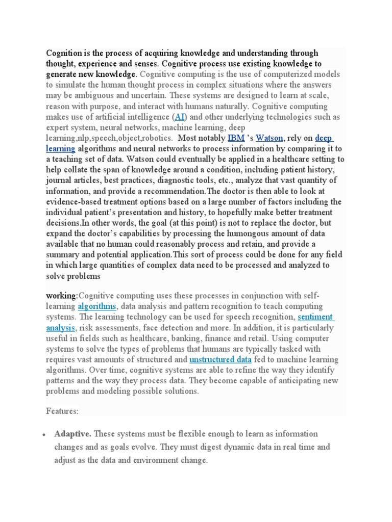 Cognitive Computing | PDF | Artificial Intelligence | Intelligence (AI) & Semantics