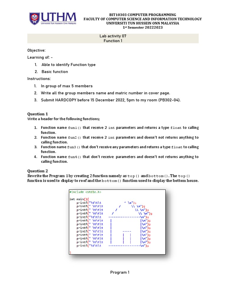 Bitlab 4 | PDF | Parameter (Computer Programming) | Computer Science