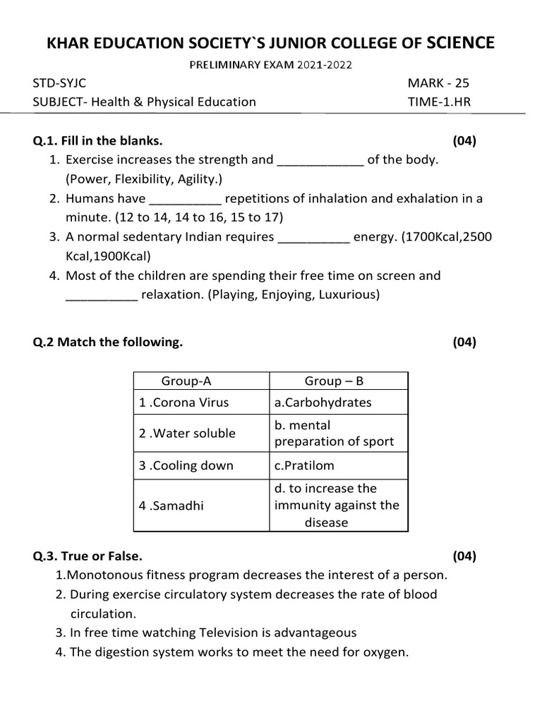 Health & Physical Ed Exam Prep | PDF
