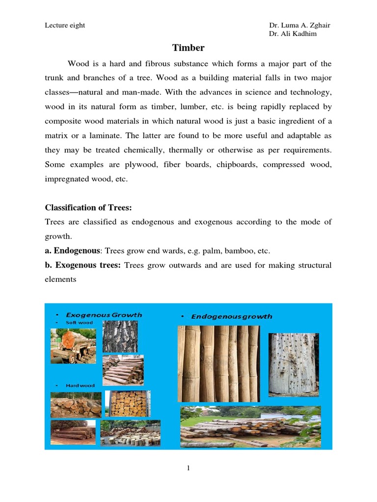 Timber: Classification of Trees | PDF | Wood | Lumber