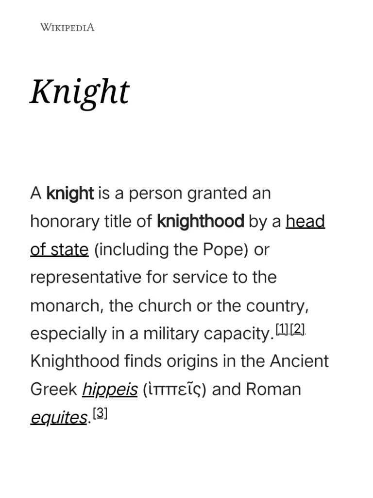 Knight - Wikipedia PDF | PDF | Knight | Sir