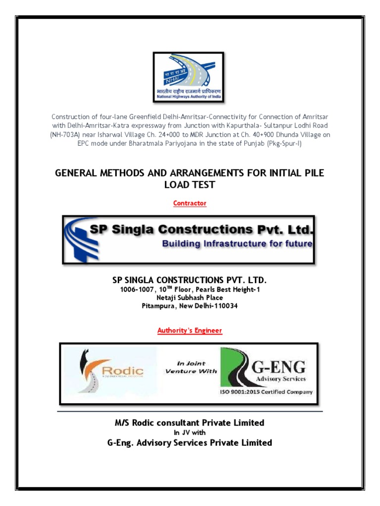 Initial Pile Load Test Procedures | PDF | Deep Foundation | Concrete