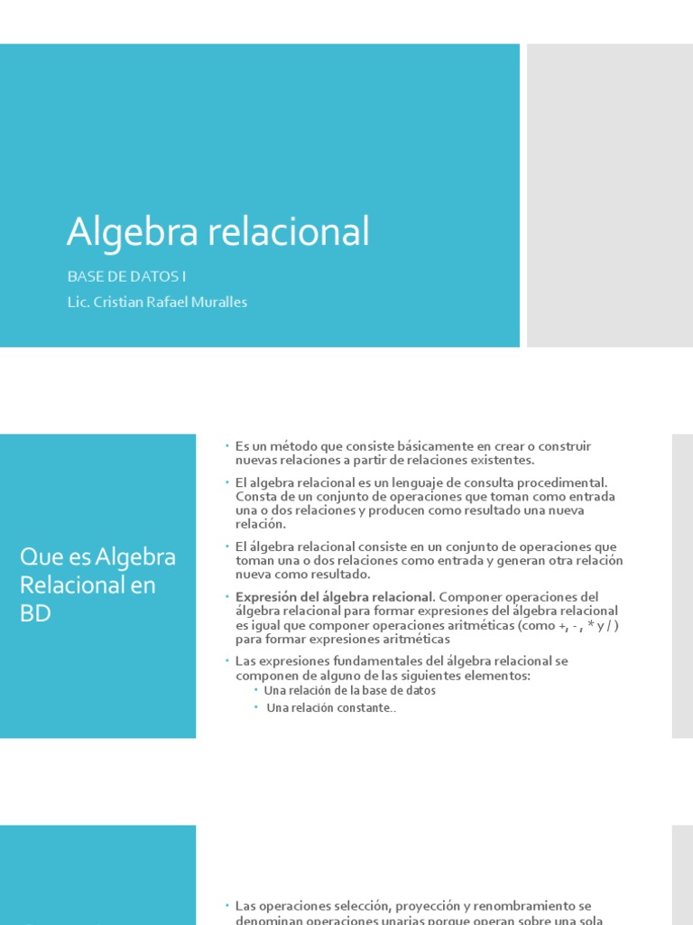 Algebra Relacional | PDF | Matemáticas | Conceptos matemáticos