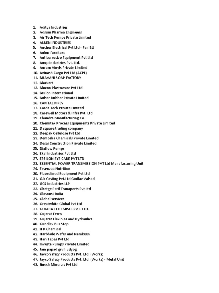 Gundlav GIDC Company List PDF | PDF | Chemical Substances | Secondary ...