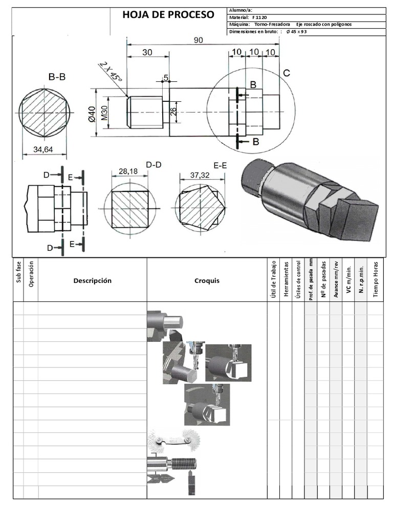F7 Eje Roscado Con Poligonos | PDF