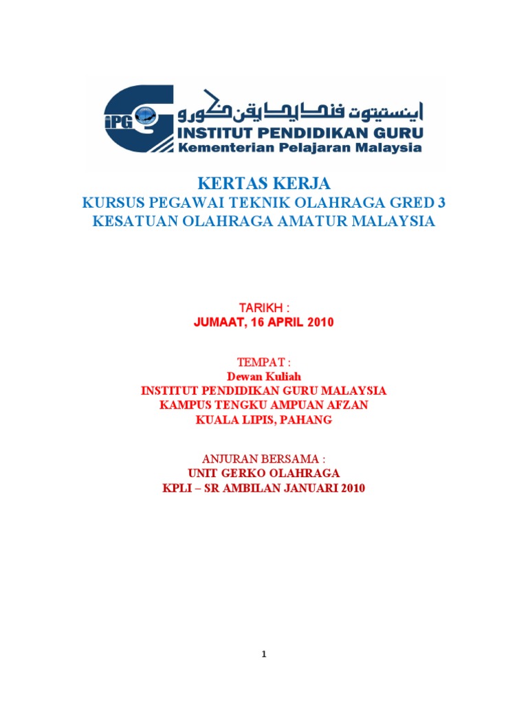 KERTAS KERJA Koam 2011 Kpli | PDF